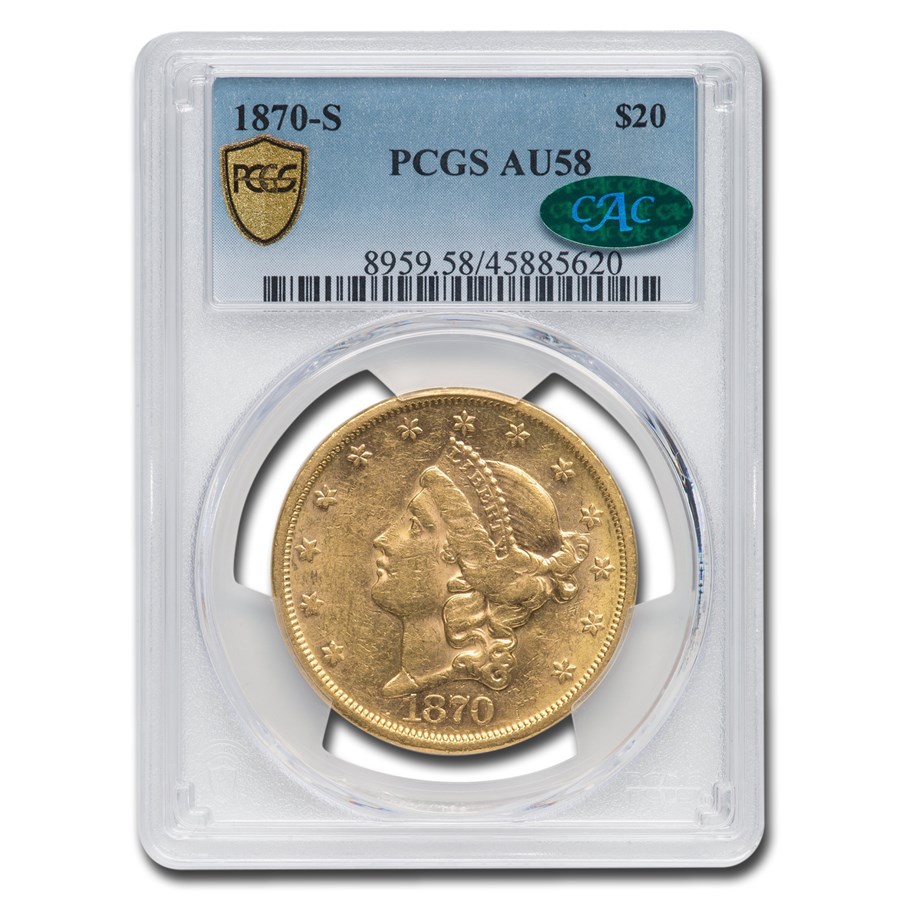Buy 1870-S $20 Liberty Gold Double Eagle AU-58 PCGS CAC | APMEX