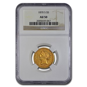 Buy 1870-S $5 Liberty Gold Half Eagle AU-50 NGC | APMEX