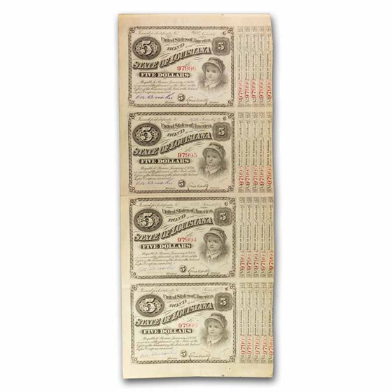 Buy 4 1870s $5 Louisiana Baby Bonds $5 VF (#29) | APMEX
