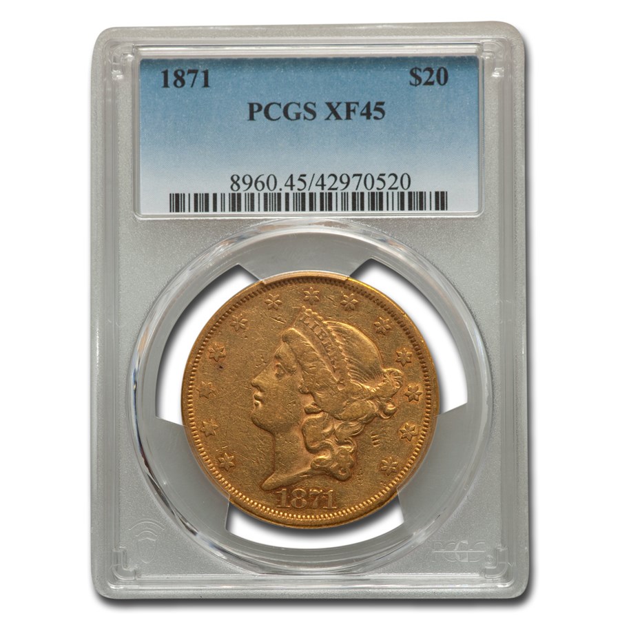 Buy 1871 $20 Liberty Gold Double Eagle XF-45 PCGS | APMEX