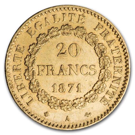 Buy 1871-A France Gold 20 Francs Angel BU | APMEX