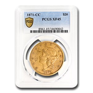 1871-CC $20 Liberty Gold Double Eagle XF-45 PCGS