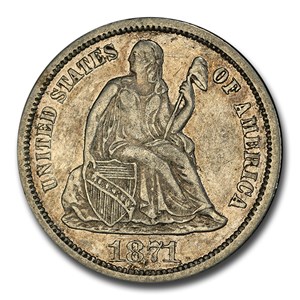 1871-CC Liberty Seated Dime XF-45 PCGS