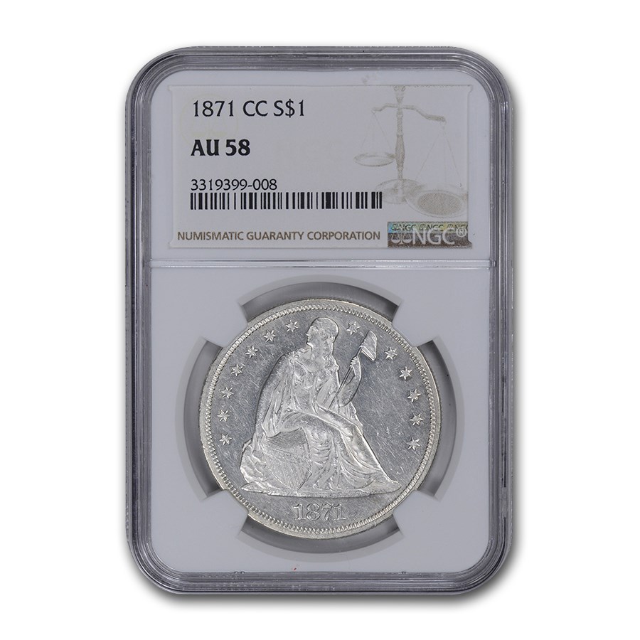 Buy 1871-CC Liberty Seated Dollar AU-58 NGC | APMEX