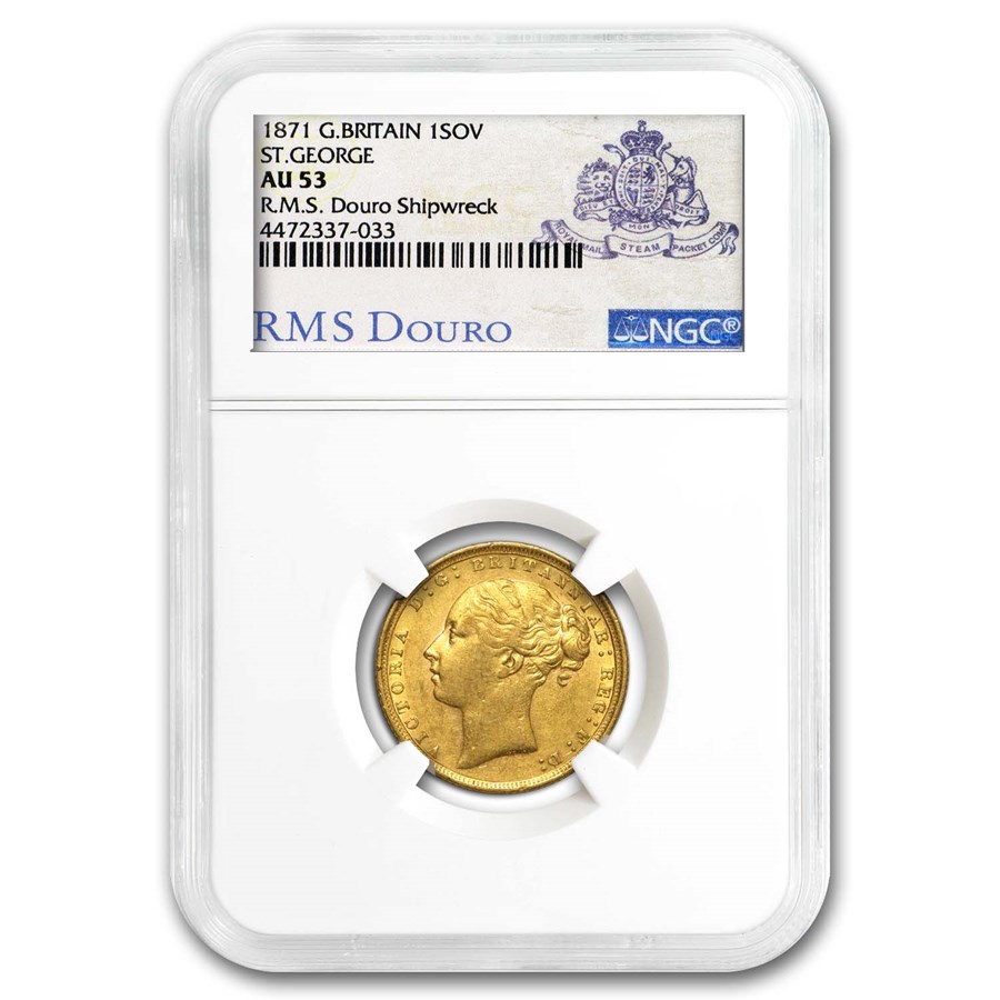 Buy 1871 Great Britain Au Sovereign AU-53 NGC (RMS Douro Shipwreck) | APMEX