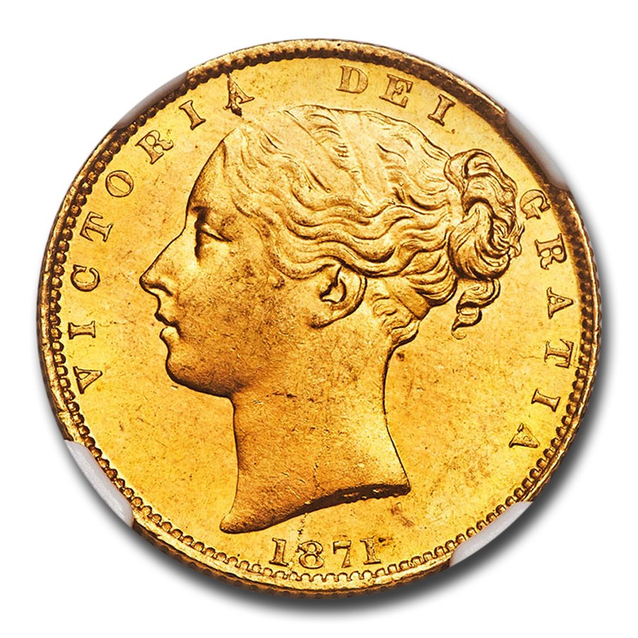 Buy 1871 Great Britain Gold Sovereign Victoria Shield MS-65 NGC D28 | APMEX