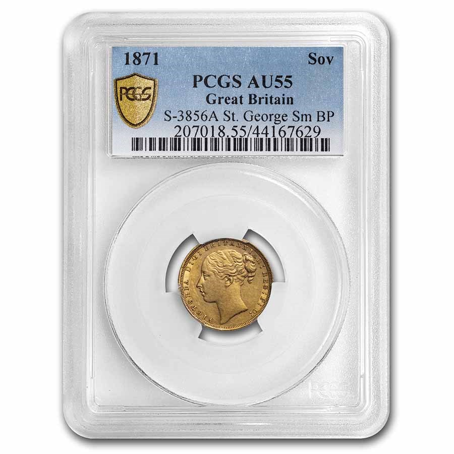 Buy 1871 Great Britain Gold Sovereign Victoria St. George AU-55 PCGS ...