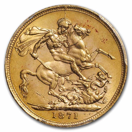 Buy 1871 Great Britain Gold Sovereign Victoria St.George MS-63 PCGS | APMEX