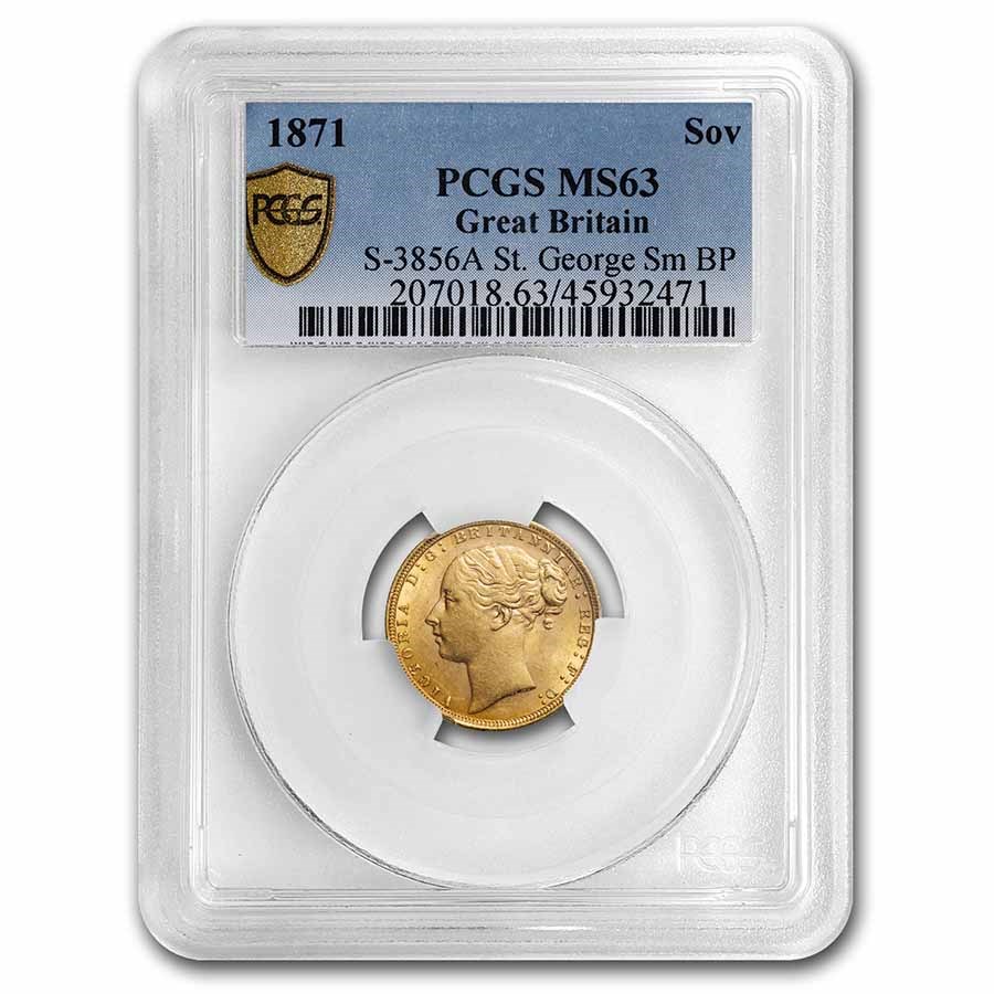 Buy 1871 Great Britain Gold Sovereign Victoria St.George MS-63 PCGS | APMEX
