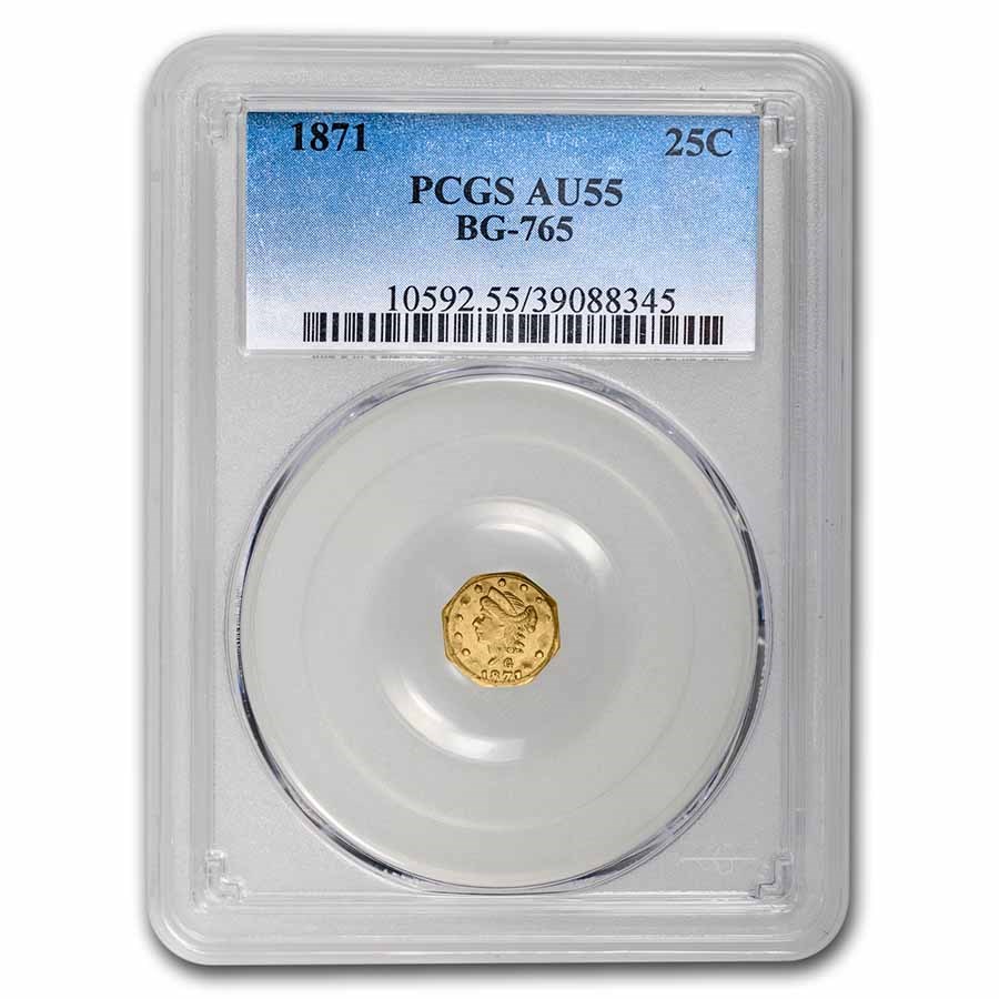 Buy 1871 Liberty Octagonal 25 Cent Gold AU-55 PCGS (BG-765) | APMEX