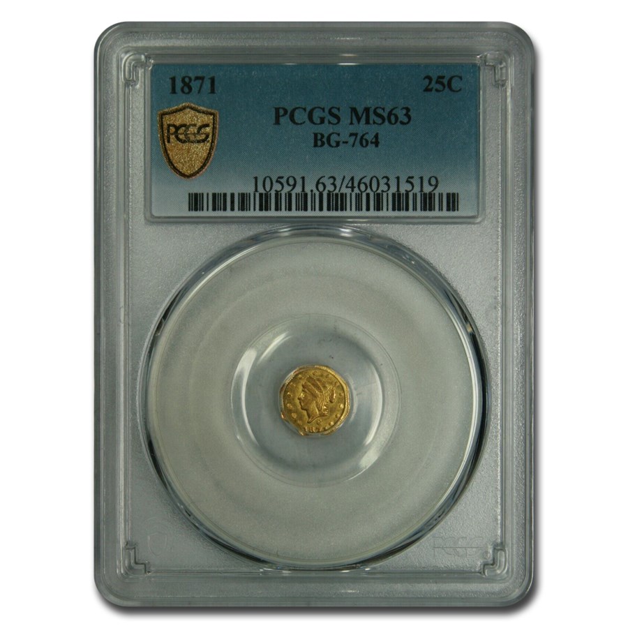 Buy 1871 Liberty Round 25 Cent Gold MS-63 PCGS (BG-764) | APMEX