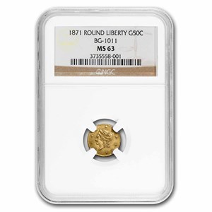 Buy 1871 Liberty Round 50 Cent Gold MS-63 NGC (BG-1011) | APMEX