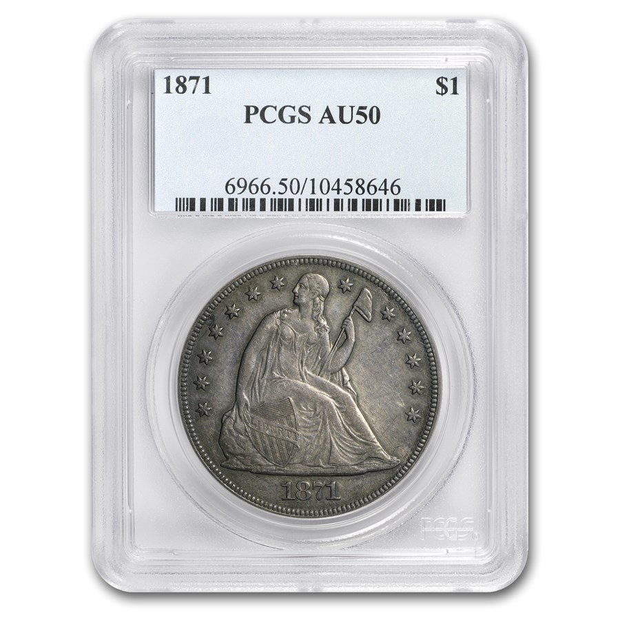 Buy 1871 Liberty Seated Dollar AU-50 PCGS | APMEX