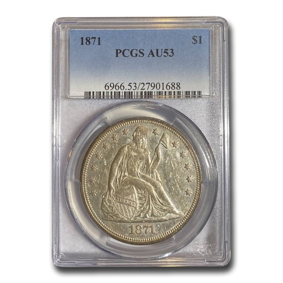 Buy 1871 Liberty Seated Dollar AU-53 PCGS | APMEX