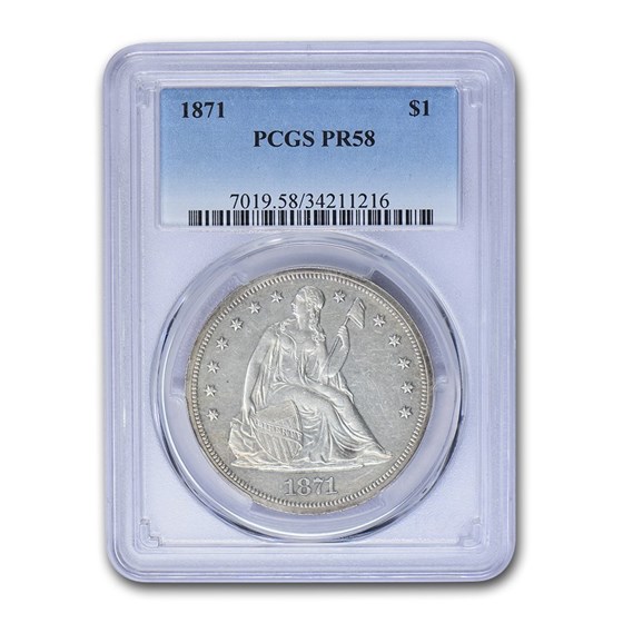 Buy 1871 Liberty Seated Dollar PR-58 PCGS | APMEX