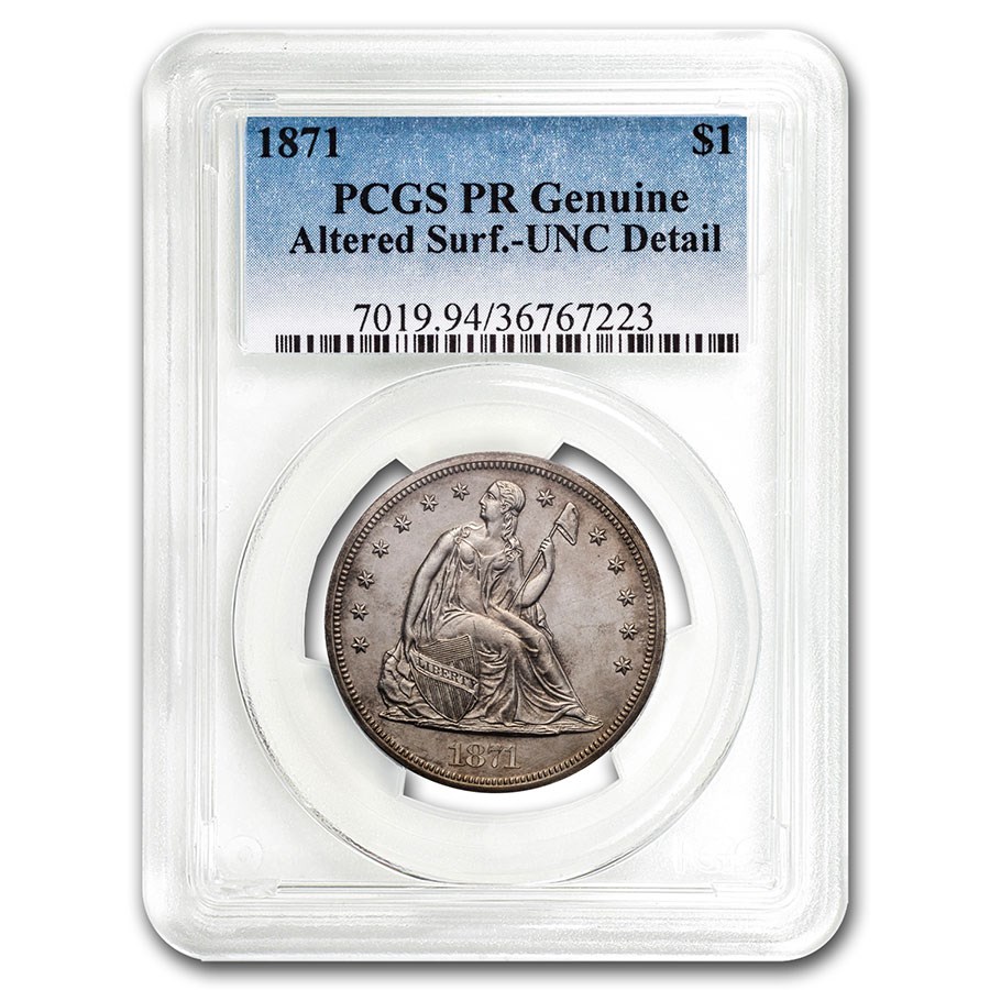 Buy 1871 Liberty Seated Dollar Proof Genuine PCGS | APMEX