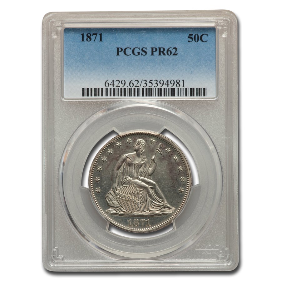 Buy 1871 Liberty Seated Half Dollar PR-62 PCGS | APMEX