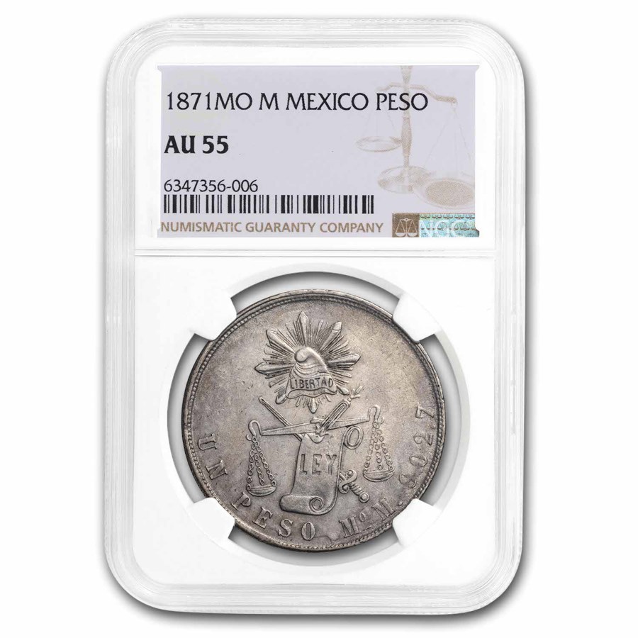 1871-Mo M Mexico Silver Peso AU-55 NGC