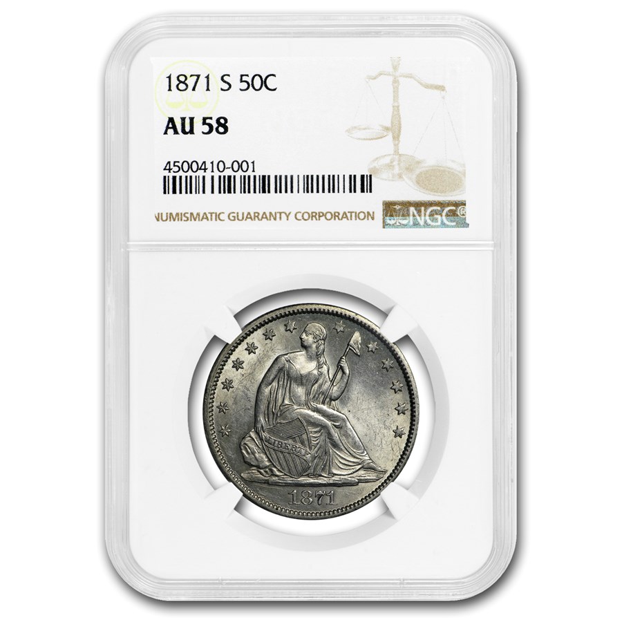 Buy 1871-S Liberty Seated Half Dollar AU-58 NGC | APMEX