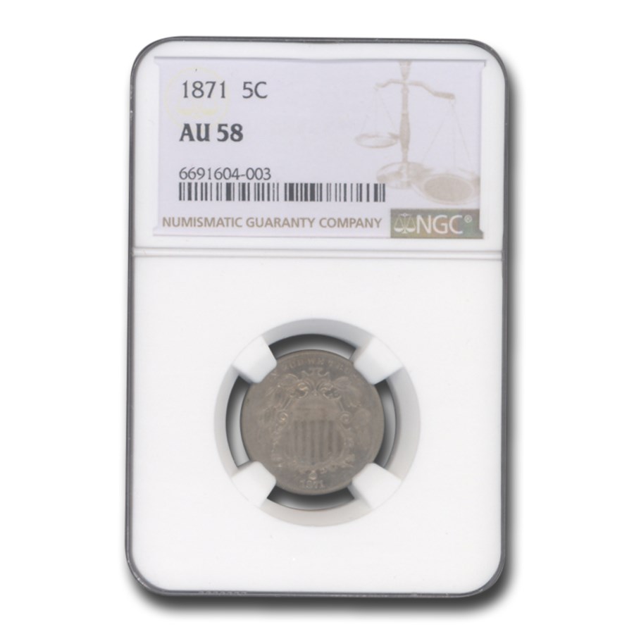 1871 Shield Nickel AU-58 NGC