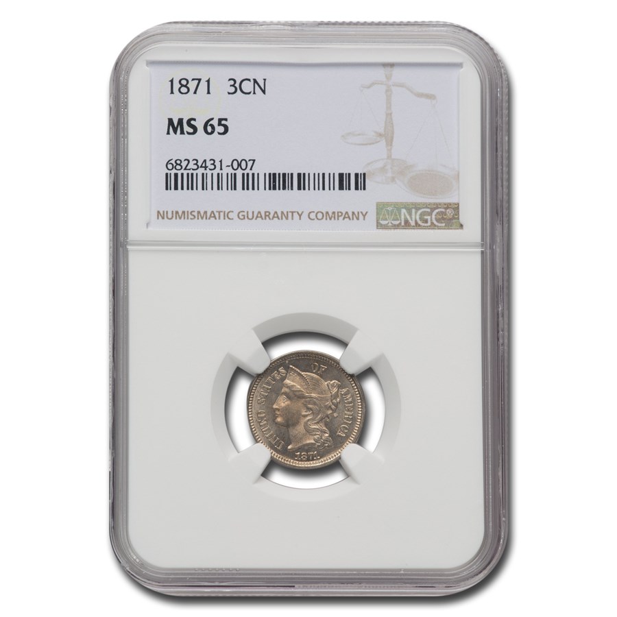 1871 Three Cent Nickel MS-65 NGC