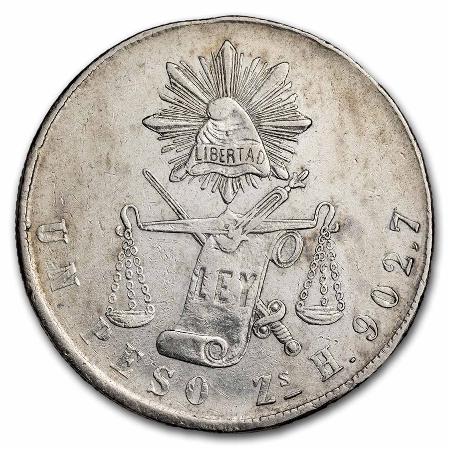 1871-Zs H Mexico Silver Peso AU