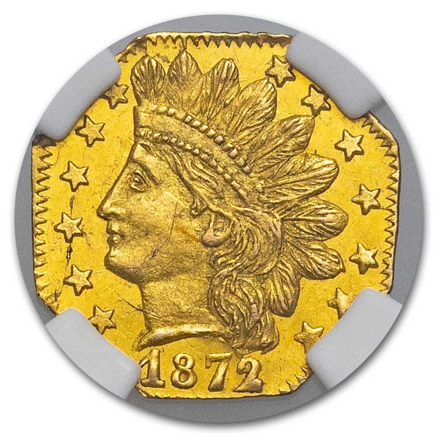 Buy 1872/1 Indian Octagonal 25 Cent Gold MS-62 NGC (PL, BG-790) | APMEX
