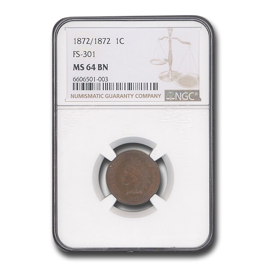 Buy 1872/1872 Indian Head Cent MS-64 NGC (Brown, FS-301) | APMEX