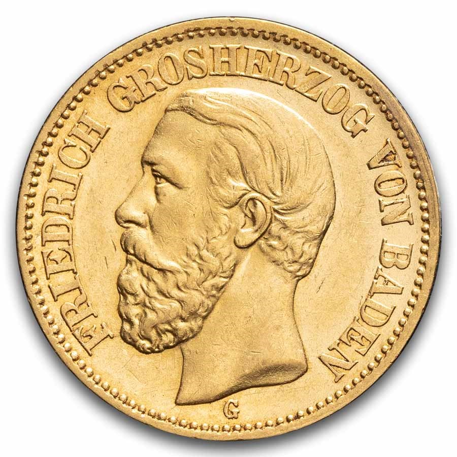 1872-1895 Germany Gold 20 Marks Baden Friedrich AU