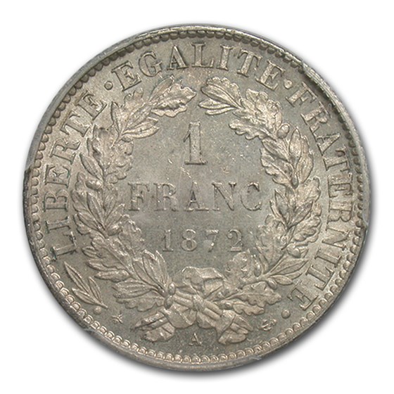 Buy 1872-A France Silver 1 Franc MS-64 PCGS | APMEX