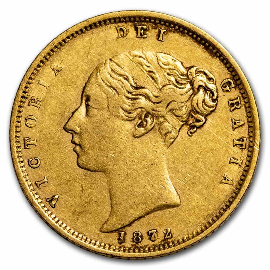 Buy 1872 British Gold Half Sovereign Young Victoria VF | APMEX