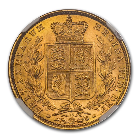 Buy 1872 Great Britain Gold Sovereign Victoria Shield MS-63 NGC | APMEX
