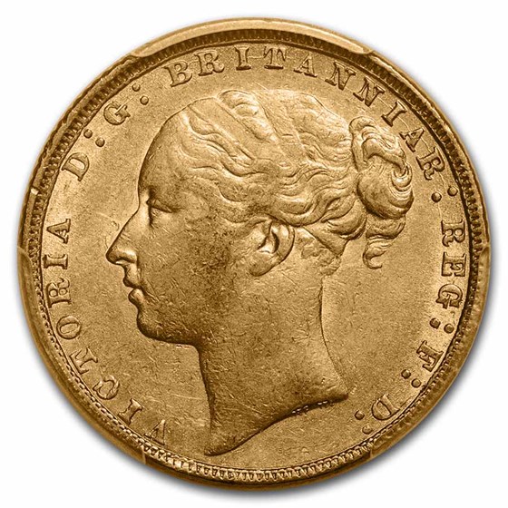 Buy 1872 Great Britain Gold Sovereign Victoria St. George AU-55 PCGS | APMEX