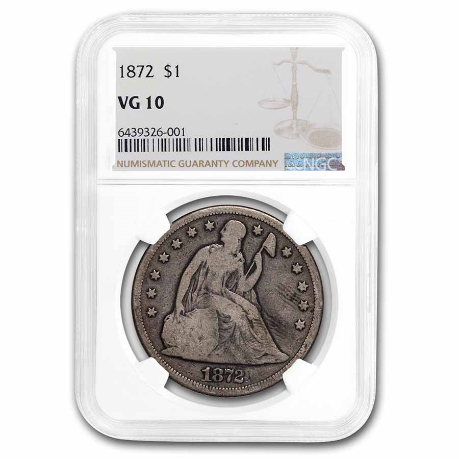 Buy 1872 Liberty Seated Dollar VG-10 NGC | APMEX