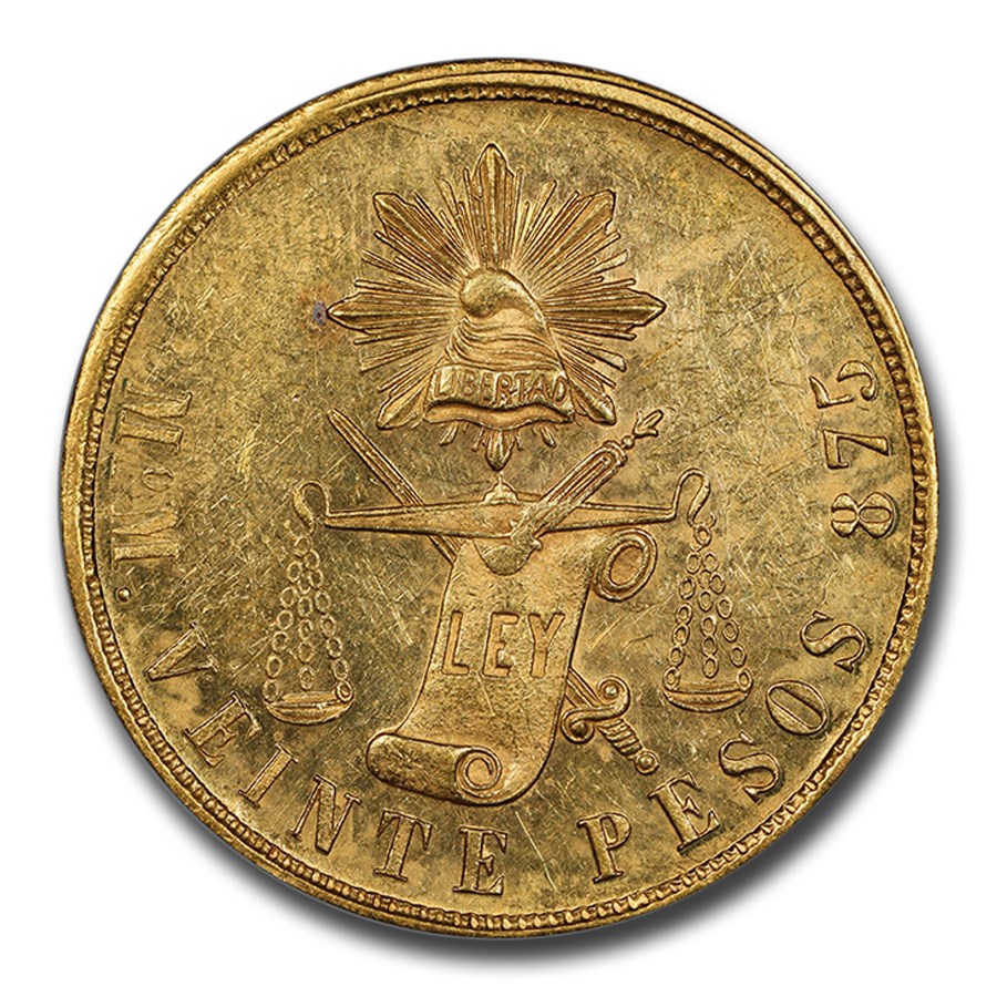 Buy 1872-Mo Mexico Gold 20 Pesos MS-62 PCGS | APMEX