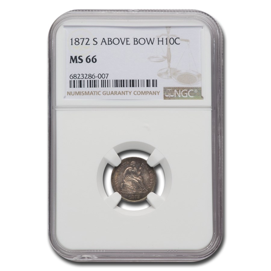 1872-S Liberty Seated Half Dime MS-66 NGC (Above Bow)