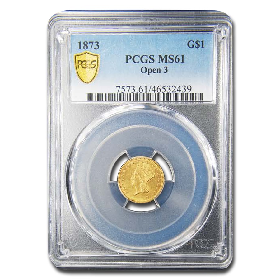 Buy 1873 $1 Indian Head Gold MS-61 PCGS (Open 3) | APMEX