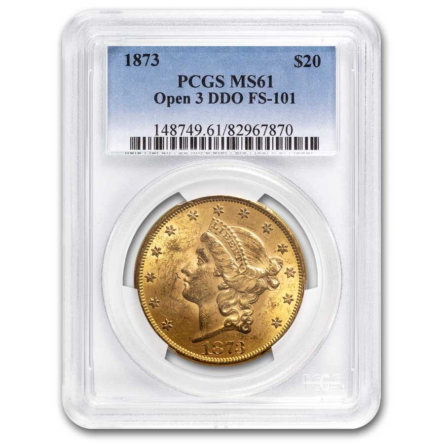 Buy 1873 $20 Liberty Gold Double Eagle MS-61 PCGS (Open 3 DDO FS-101) | APMEX