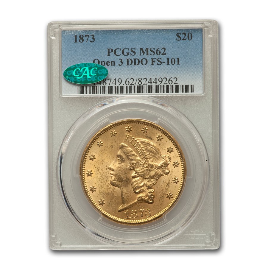 Buy 1873 $20 Liberty Gold Double Eagle MS-62 PCGS CAC (Open 3, DDO) | APMEX