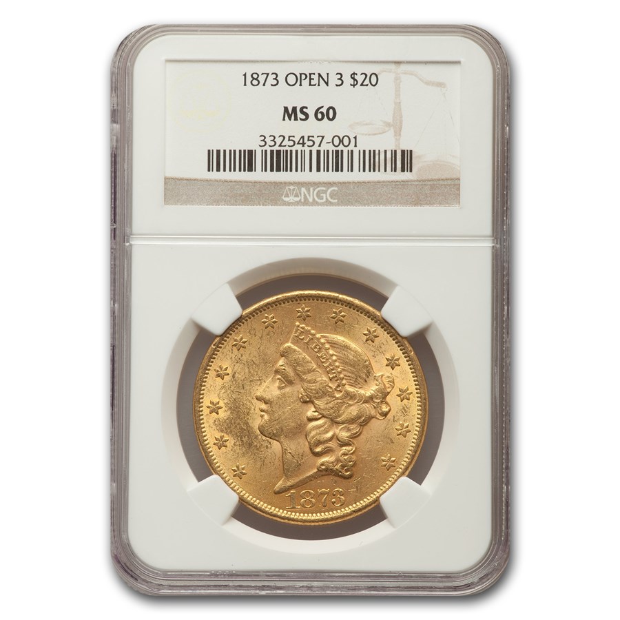 Buy 1873 $20 Liberty Gold Double Eagle Open 3 MS-60 NGC | APMEX