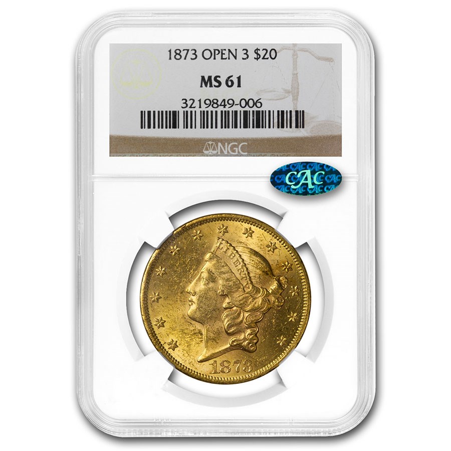 Buy 1873 $20 Liberty Gold Double Eagle Open 3 MS-61 NGC CAC | APMEX