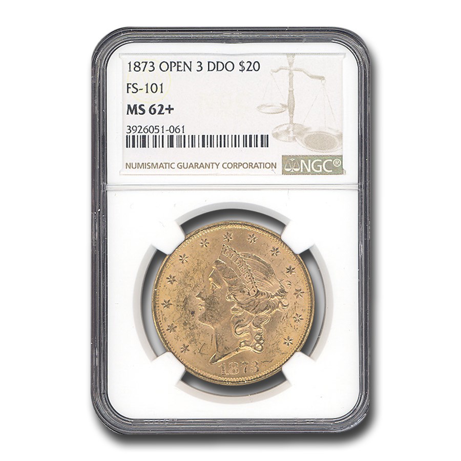 Buy 1873 $20 Liberty Gold Double Eagle Open 3 MS-62+ NGC (DDO FS-101) | APMEX