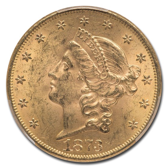 Buy 1873 $20 Liberty Gold Double Eagle Open 3 MS-62+ PCGS | APMEX