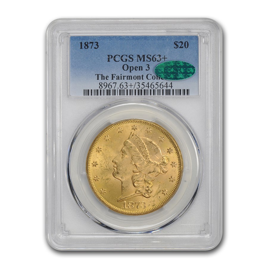 Buy 1873 $20 Liberty Gold Double Eagle Open 3 MS-63+ PCGS | APMEX