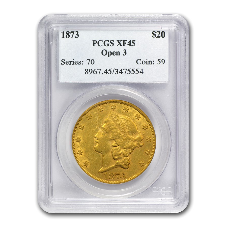 Buy 1873 $20 Liberty Gold Double Eagle Open 3 XF-45 PCGS | APMEX