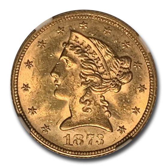 Buy 1873 $5 Liberty Gold Half Eagle MS-63+ NGC (Open 3) | APMEX