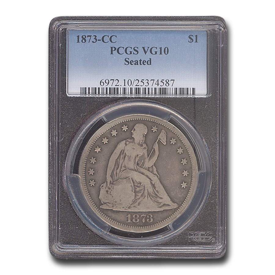 Buy 1873-CC Liberty Seated Dollar VG-10 PCGS | APMEX