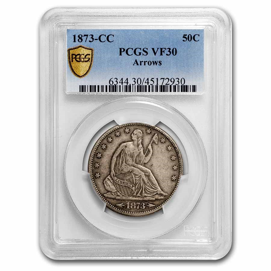 Buy 1873-CC Liberty Seated Half Dollar VF-30 PCGS (Arrows) | APMEX