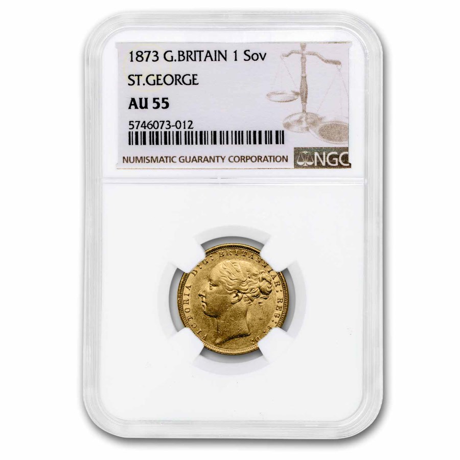 Buy 1873 Great Britain Gold Sovereign Victoria Young Head AU-55 | APMEX