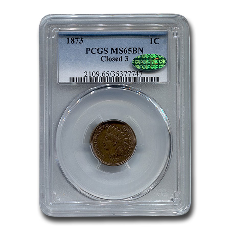 Buy 1873 Indian Head Cent MS-65 PCGS CAC (Brown, Closed 3) | APMEX